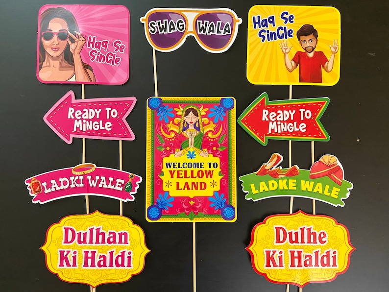 Haldi Prop Signs Desi Wedding Party Props Pithi Photo Props for Indian ...