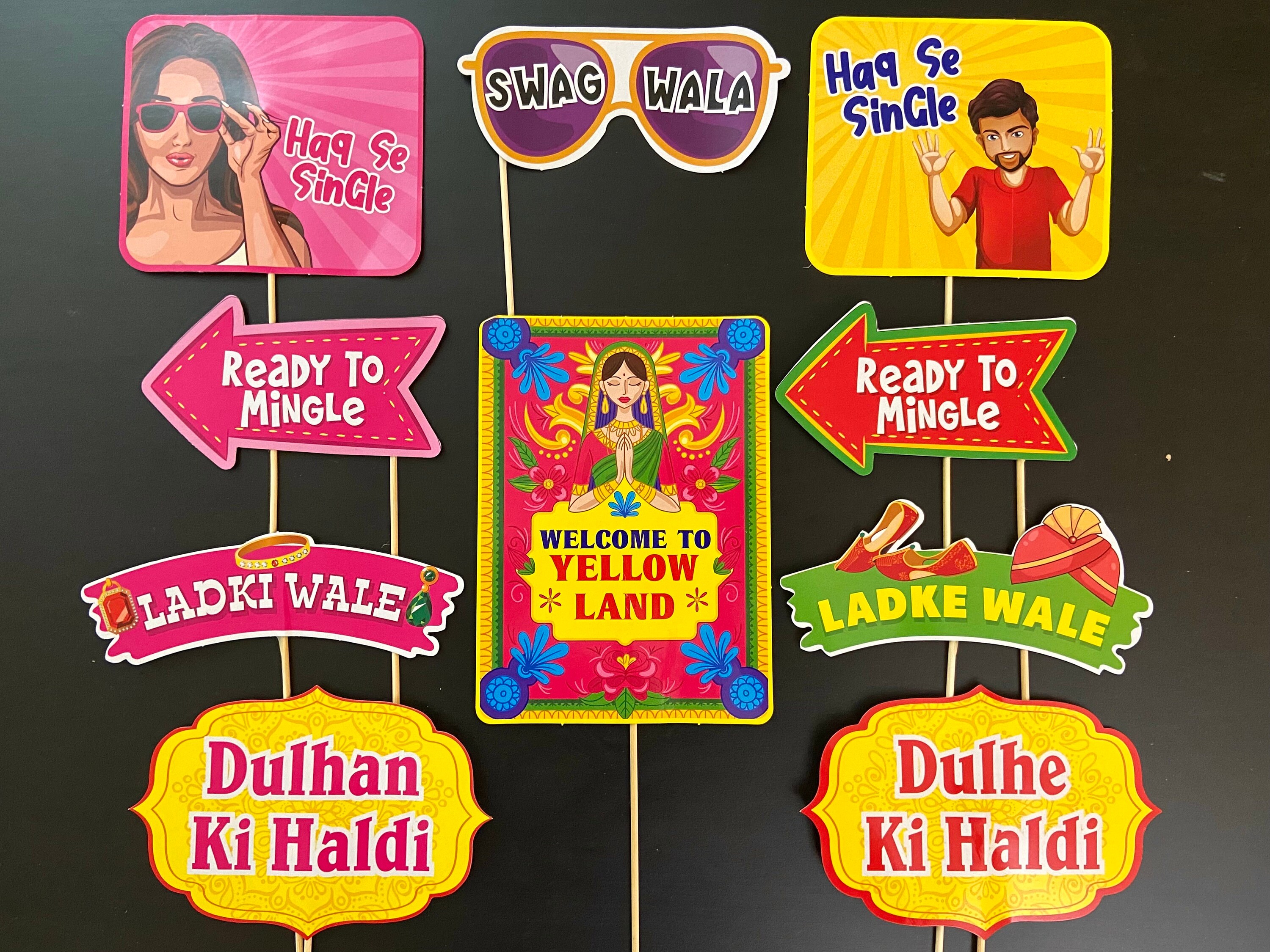 Haldi Prop Signs Desi Wedding Party Props Pithi Photo Props for Indian ...