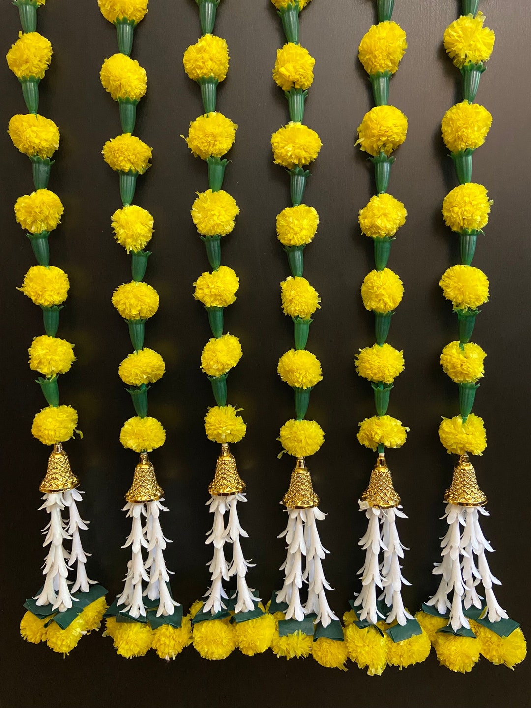 SET OF 6 Haldi 3ft Garland Jumkha Marigold Flowers for Haldi Maiyan ...