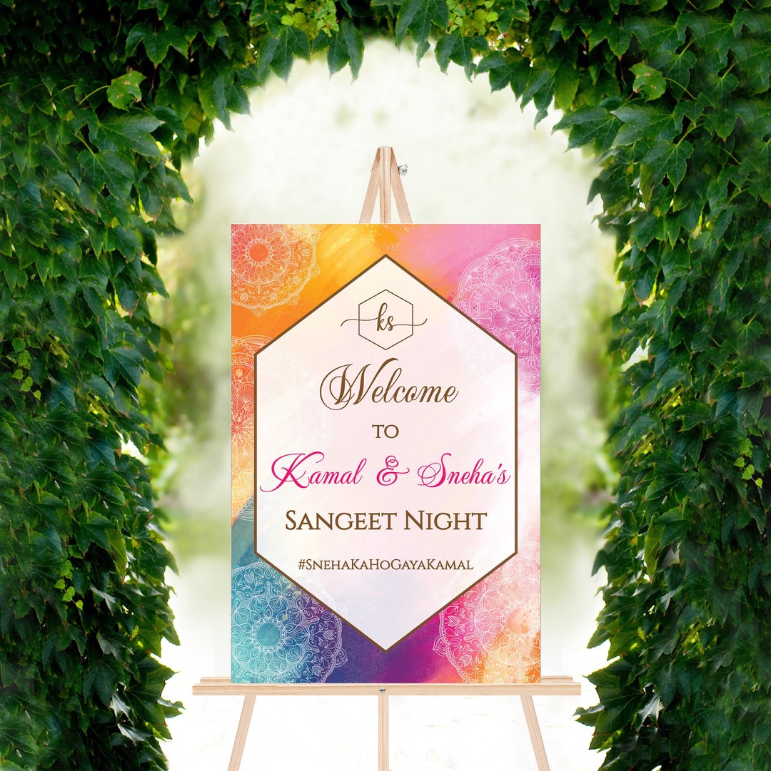 Sangeet Welcome Sign Jagoo Sign Indian Wedding Decor Welcome Sign ...
