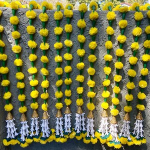 SET OF 6 Haldi 3ft Garland Jumkha Marigold Flowers for Haldi Maiyan ...