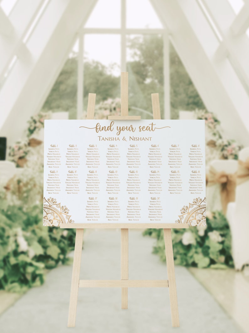 Seating Chart Template for Indian Wedding Seating Chart - Etsy
