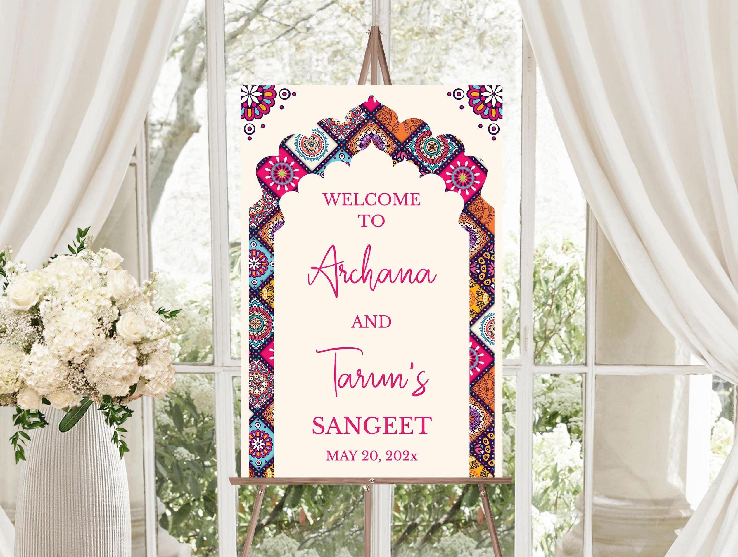 Welcome Sign Sangeet Maiyan Functions Desi Welcome Sign Indian Wedding ...