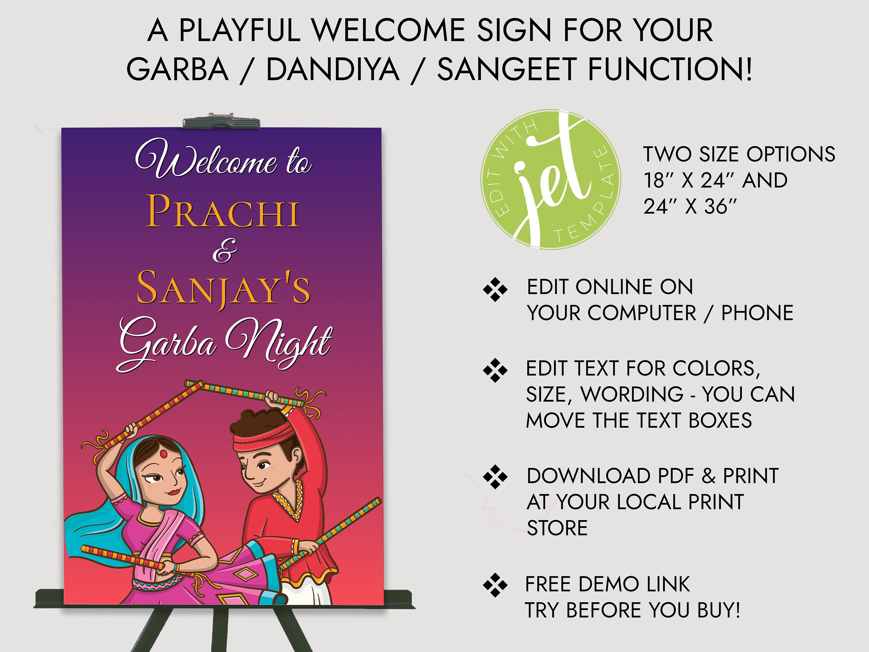 Garba Welcome Sign Dandiya Night Sangeet Garba Raas | Etsy