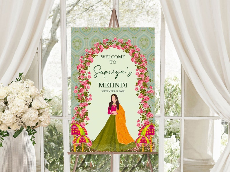 Welcome Sign Mehndi Sign Desi Welcome to Mehendi Sign Henna Party ...