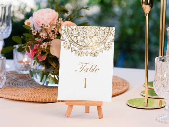 Table Number Gold Printable Table Number Template Indian - Etsy