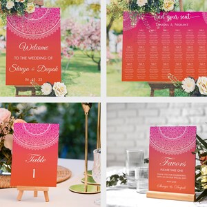 Wedding Sign Bundle Seating Chart Indian Theme Table Plan Wedding ...