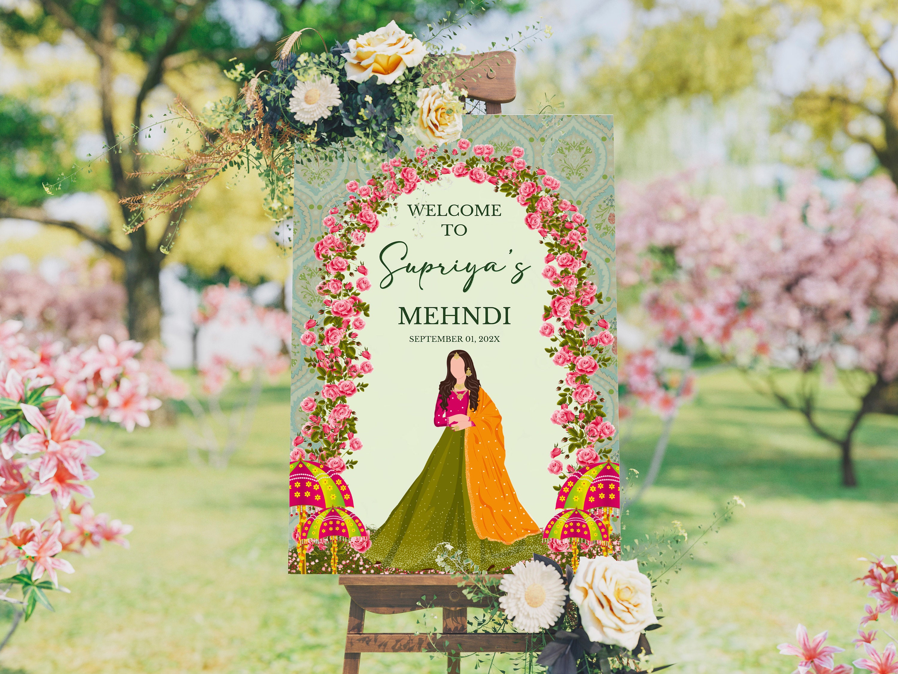 Welcome Sign Mehndi Sign Desi Welcome to Mehendi Sign Henna Party ...