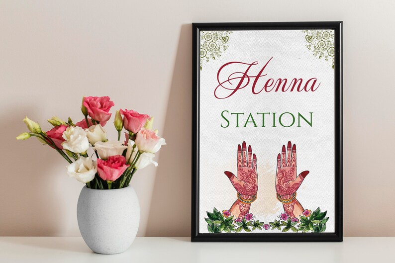 Henna Station Sign Henna Party Decor Printable Mendhi Sign - Etsy