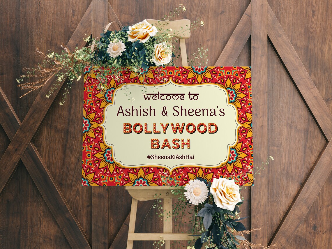 Bollywood Party Welcome Sign Indian Wedding Party Welcome - Etsy