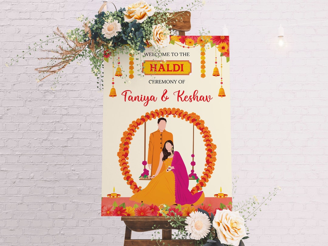 Haldi Sign Maiyan Welcome Sign Pithi Couple Decor Haldi Banner Haldi ...