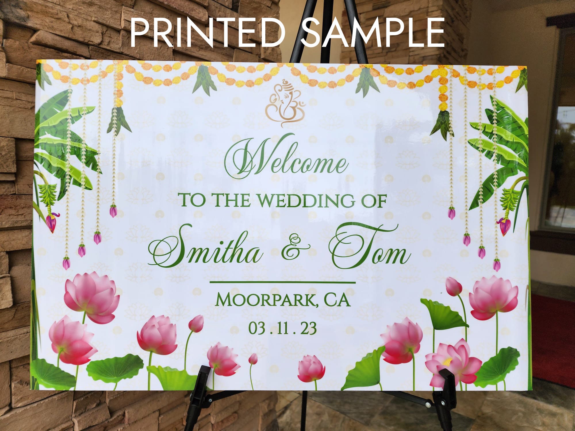 Welcome Sign Indian Wedding Welcome With Ganesha Sign Desi Wedding ...