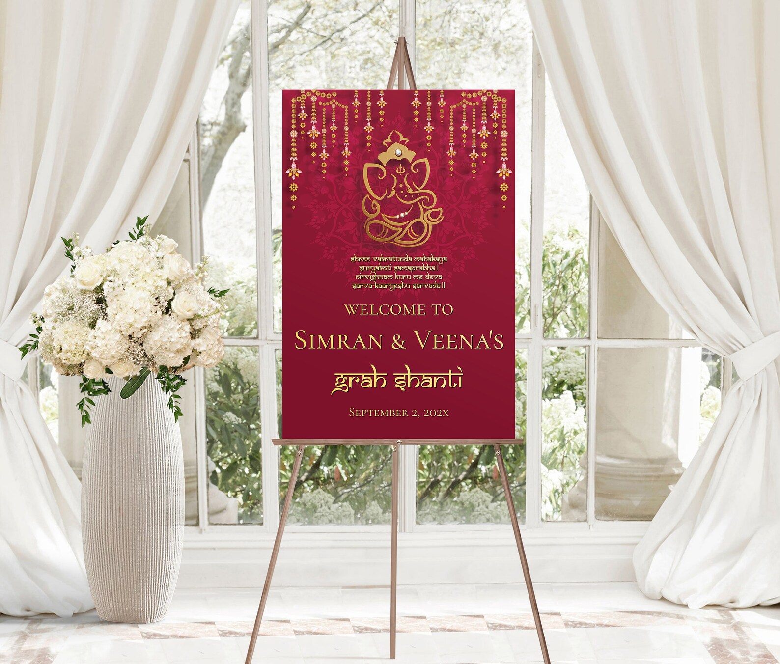 Grah Shanti Welcome Sign for Ganesh Puja Function Indian Wedding Sign ...