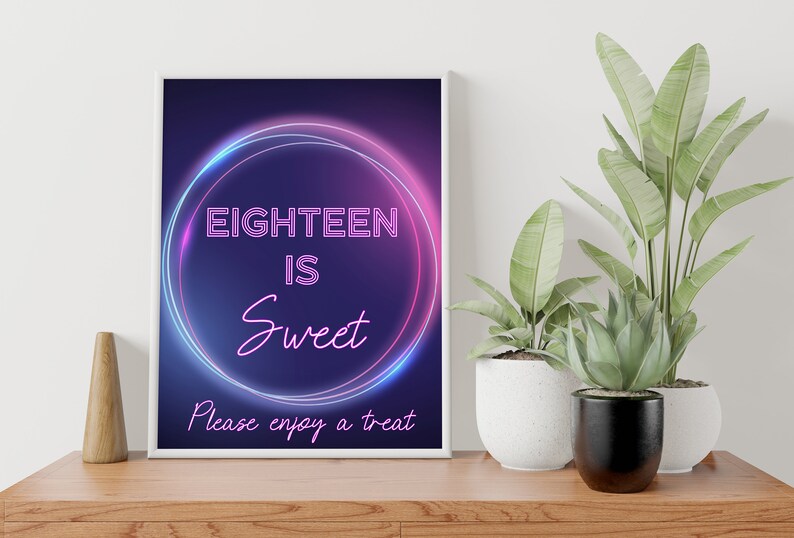 Neon Theme Birthday Party Dessert Table Sign Sweet Treats Sign - Etsy