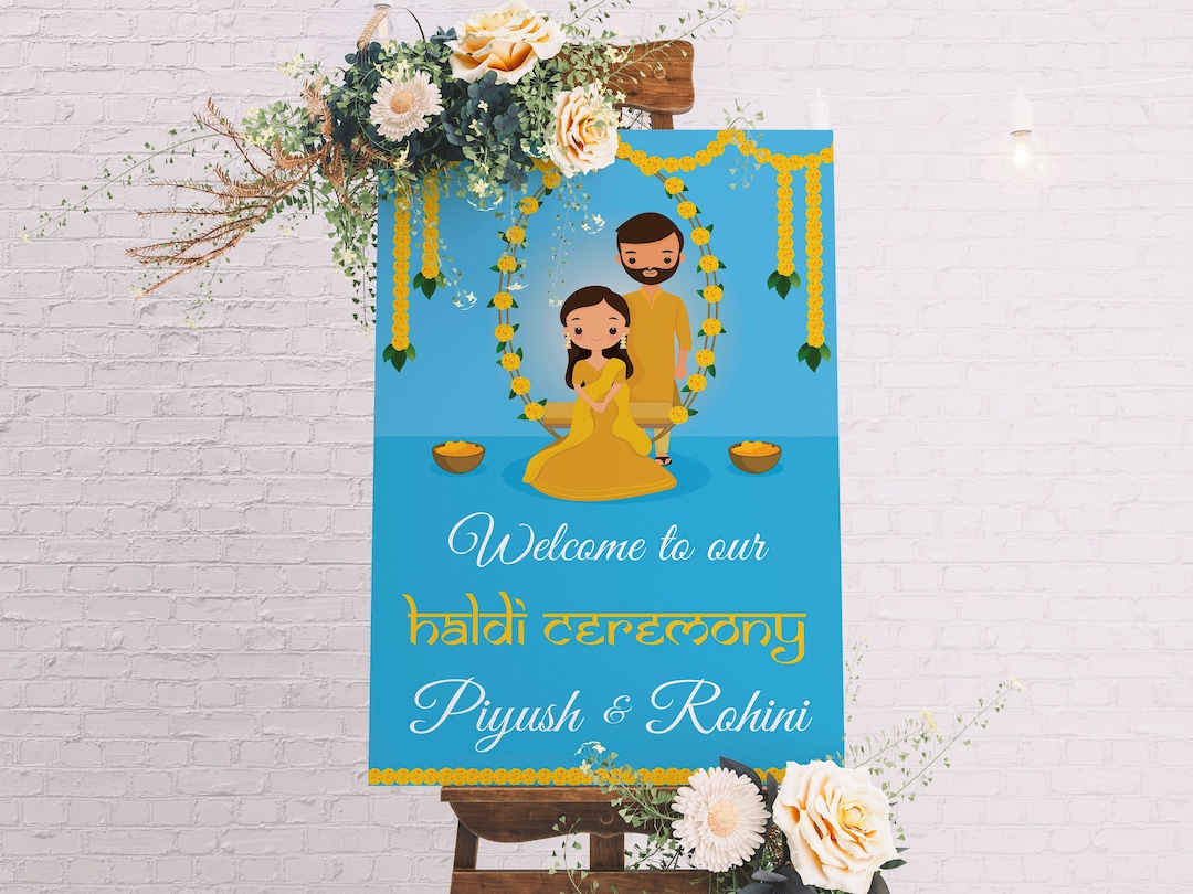 Haldi Welcome Sign Couple Maiyan Sign Pithi Decor Haldi Banner Haldi ...