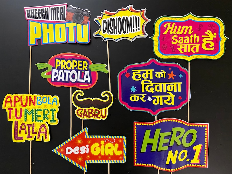 Bollywood Prop Signs Bollywood Party Decor Desi Photo Booth Props ...