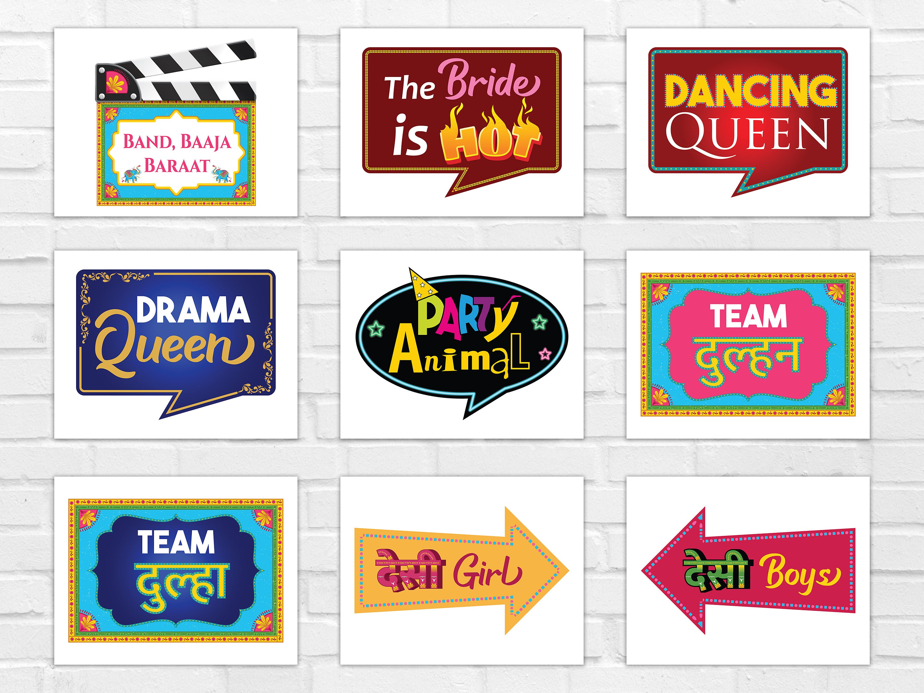 Indian Photo Props Desi Wedding Props Party Signs for Indian Wedding ...