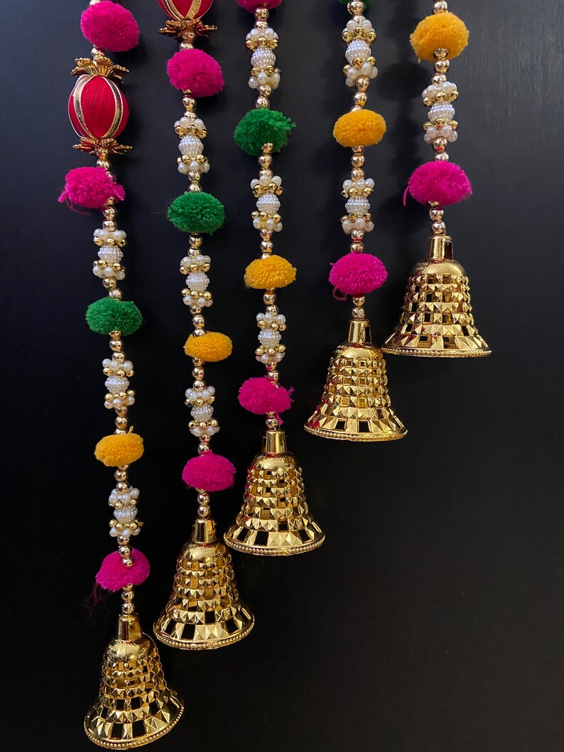 Indian Door Hanging Decoration Gold Bells Gruhapravesam Desi - Etsy