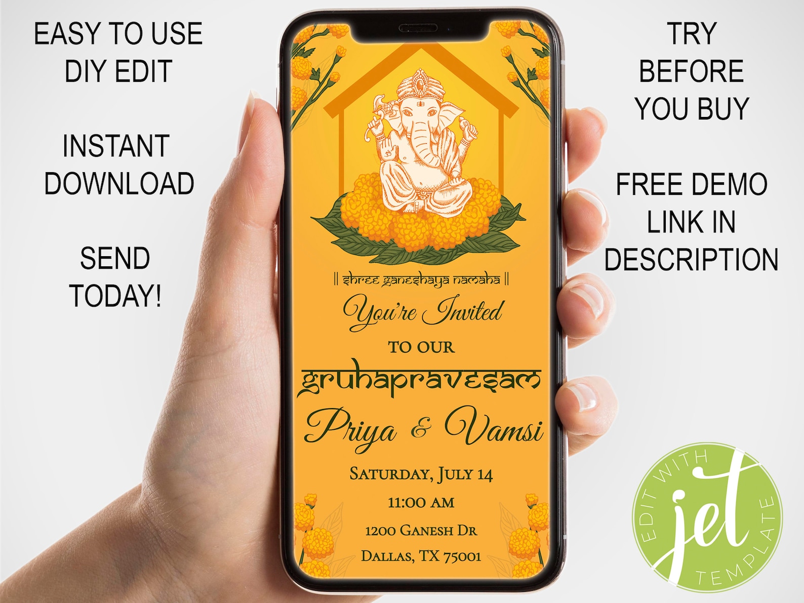 Gruhapravesam Invite Indian Housewarming Ceremony Invitation Griha ...