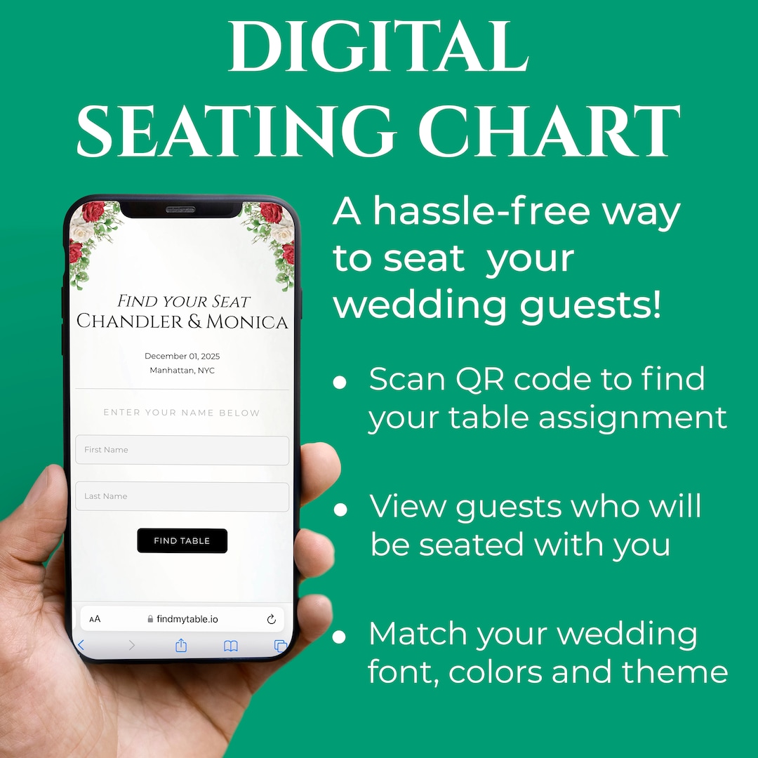 QR Code Wedding Seating Chart Scan QR Code to Find Your Seat Digital ...