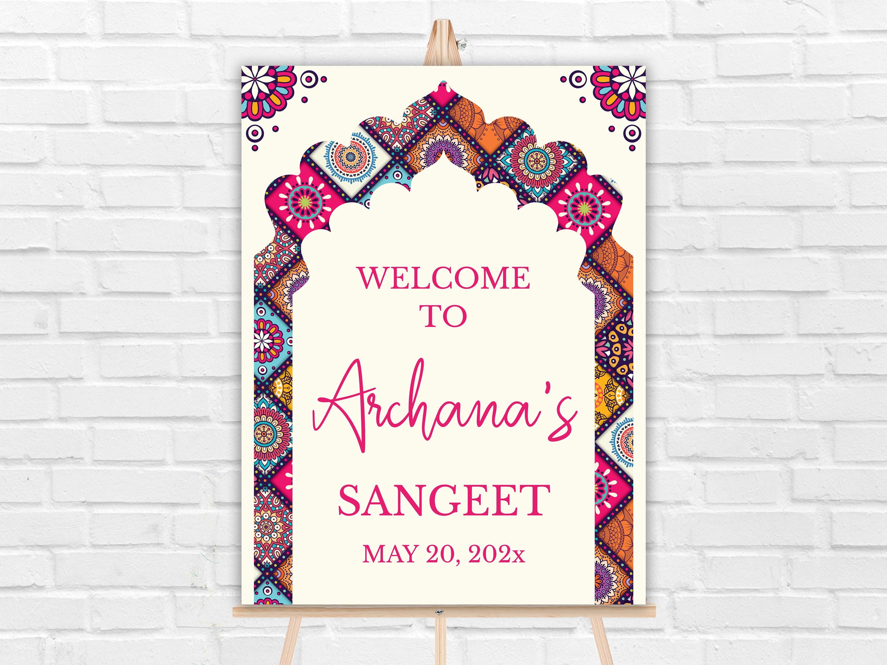 Welcome Sign Sangeet Maiyan Functions Desi Welcome Sign Indian Wedding ...