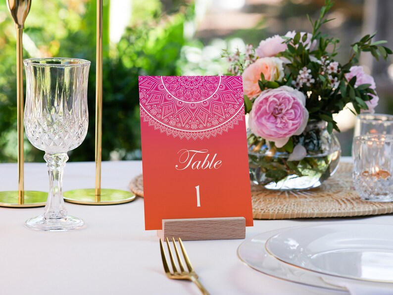 Table Number Sign Template Beautiful Mandala Design Table - Etsy
