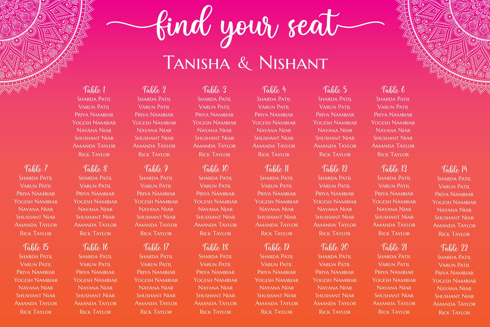 Indian Seating Chart Wedding Seating Chart Indian Wedding Decor Indian ...