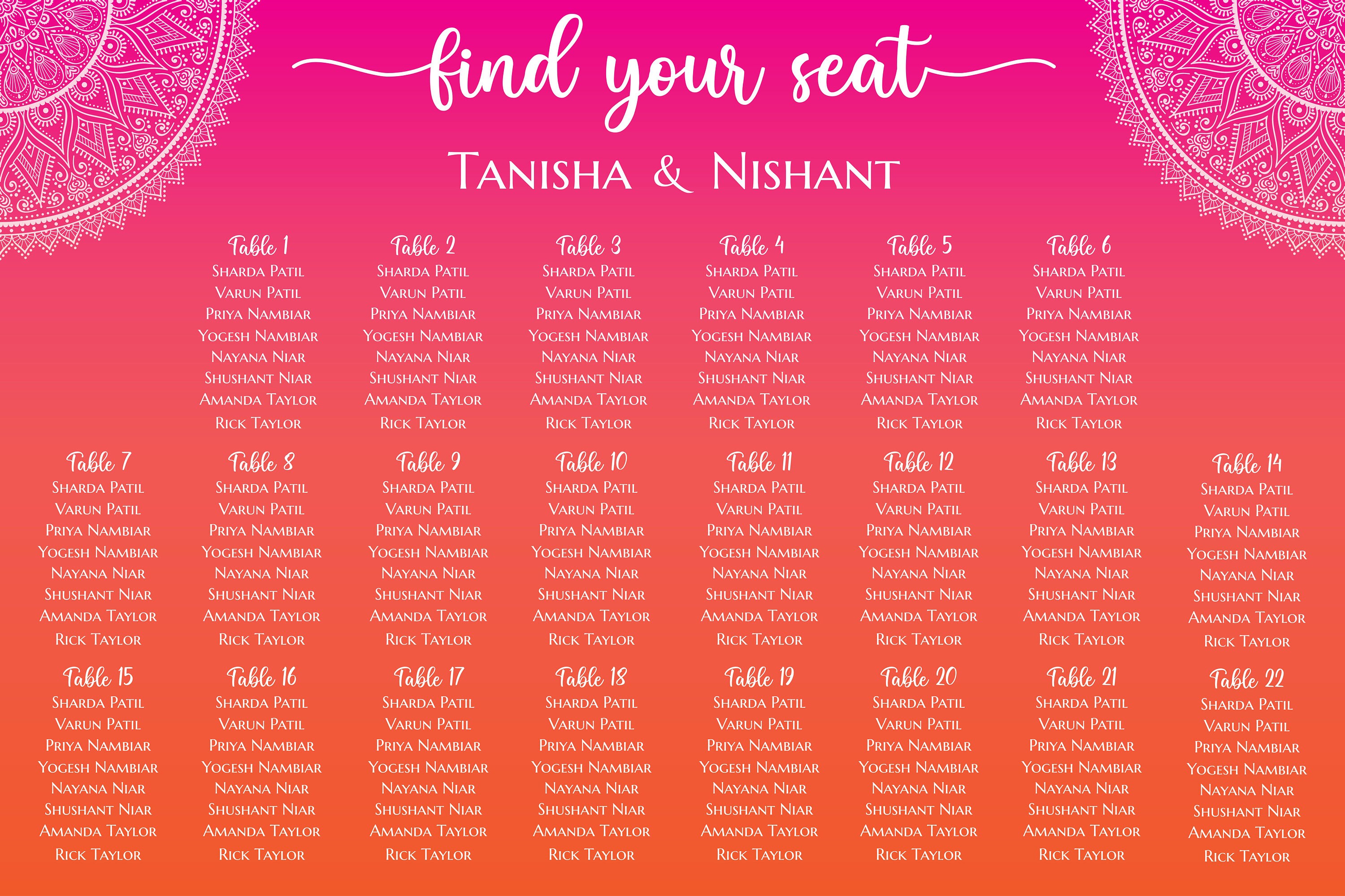 Indian Seating Chart Wedding Seating Chart Indian Wedding Decor Indian ...