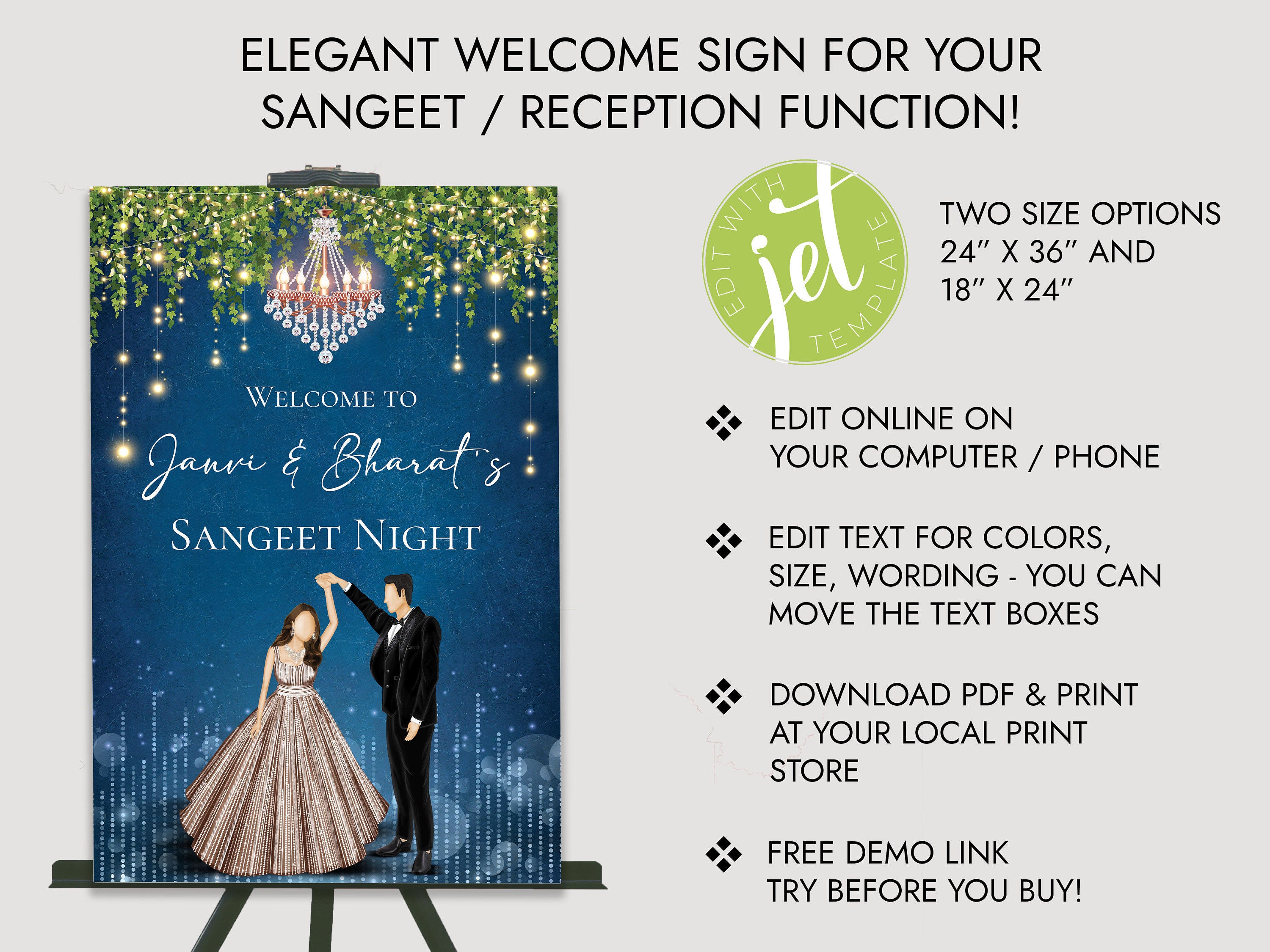 Welcome Sign Sangeet Night Reception Functions Desi Welcome Sign Indian ...