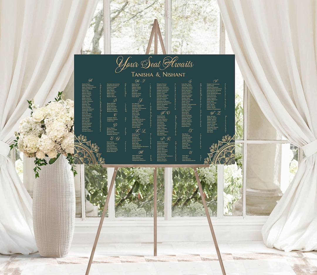 Seating Chart Template for Indian Wedding Alphabetical Seating Chart ...