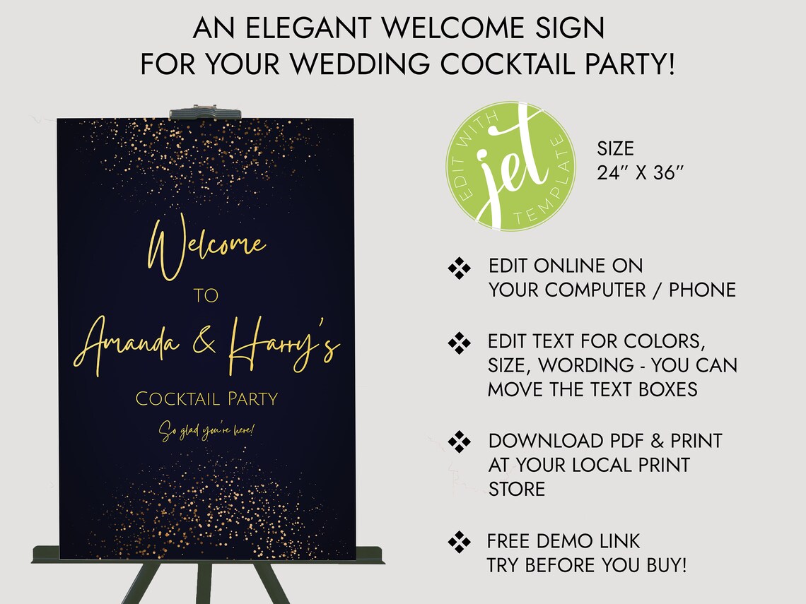Cocktail Party Welcome Sign Cocktail Party Welcome to Cocktail - Etsy