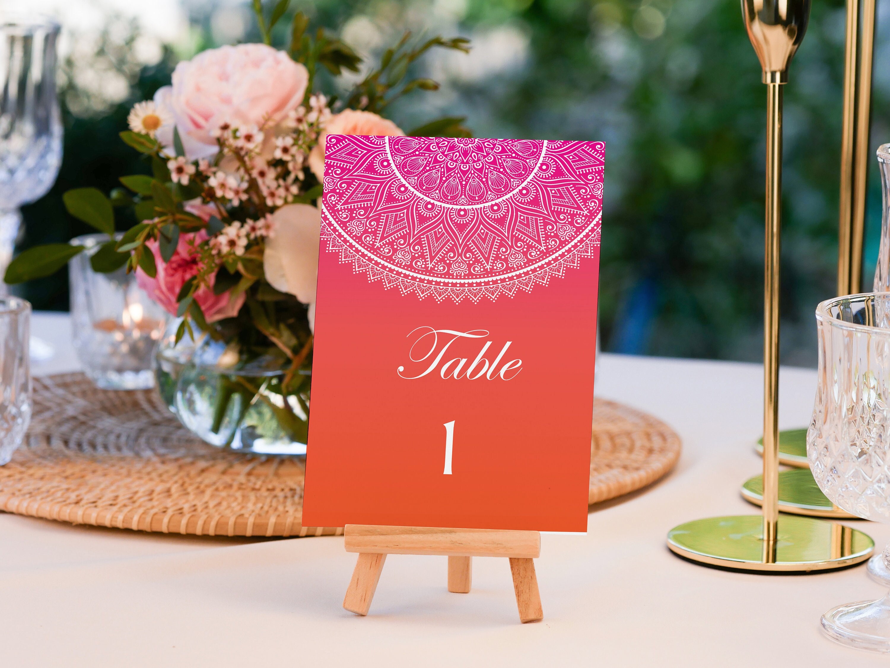 Table Number Sign Template Beautiful Mandala Design Table - Etsy