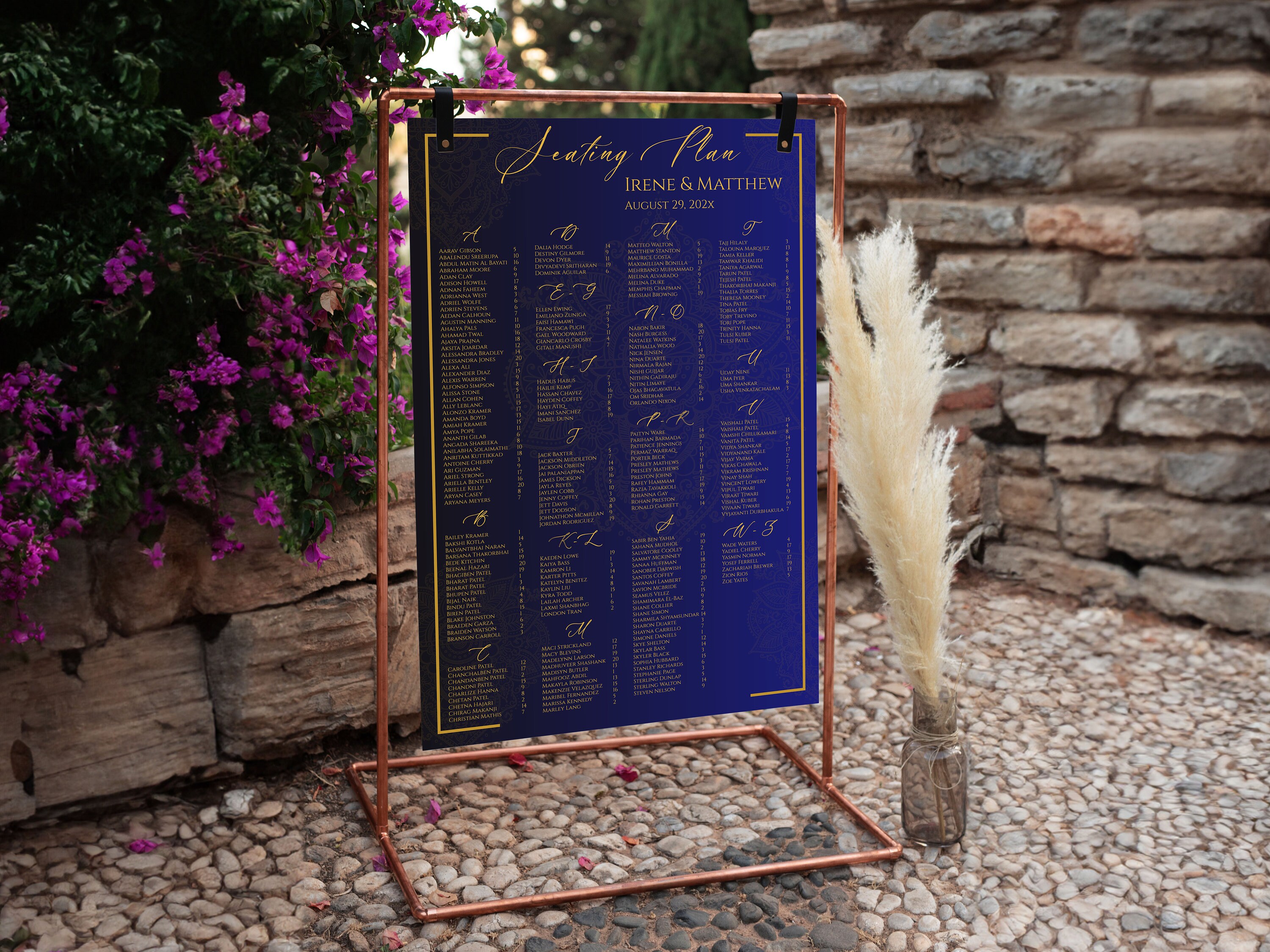 Seating Chart Blue Gradient Seating Plan Wedding Seating Sign Indian ...