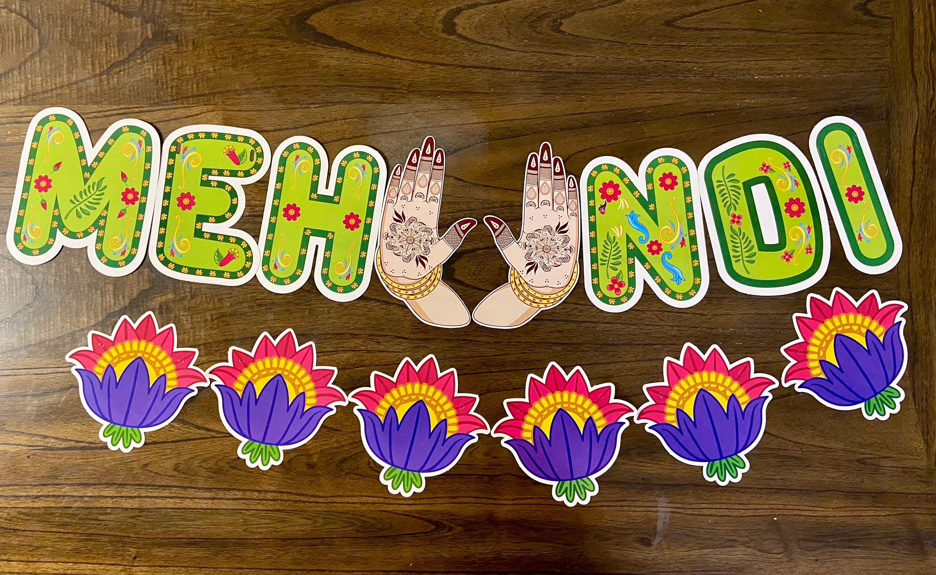 Mehndi Prop Signs Banners Posters Mehndi 3 in 1 Set Desi Wedding Props ...