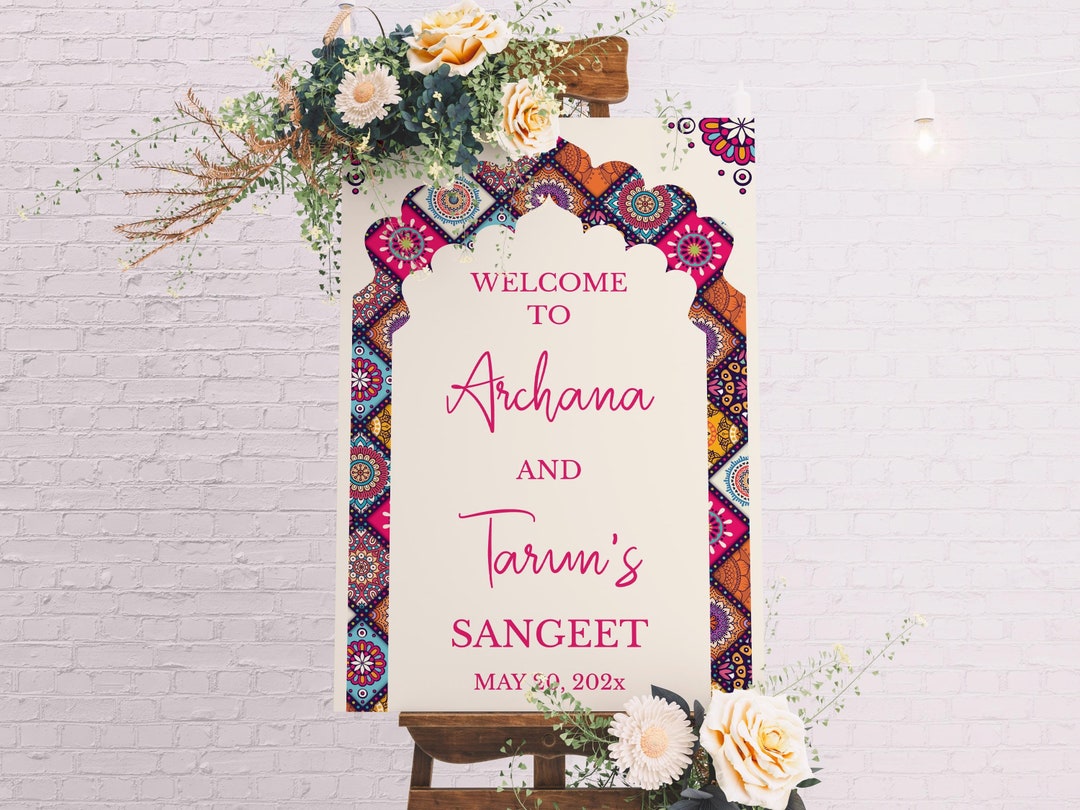 Welcome Sign Sangeet Maiyan Functions Desi Welcome Sign Indian Wedding ...