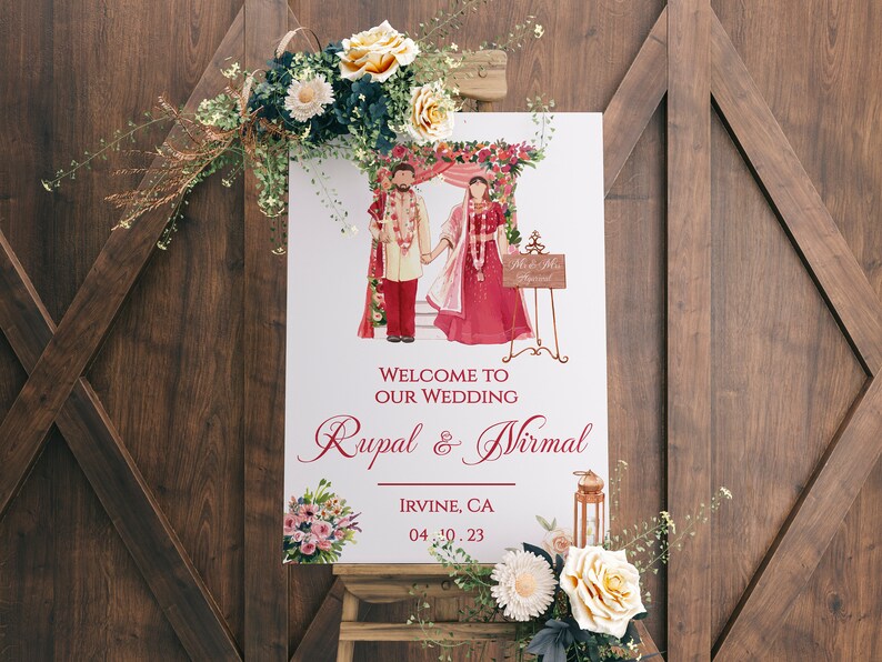 Indian Wedding Welcome Sign for Indian Wedding Welcome Sign Desi ...
