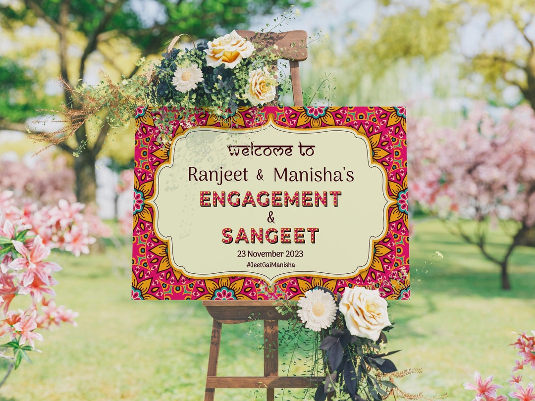 Welcome Sign Engagement & Sangeet Indian Wedding Decor Welcome Sign ...