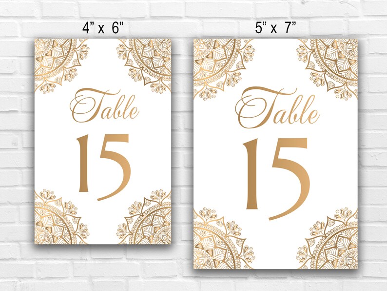 Table Number Gold Printable Table Number Template Indian Wedding ...
