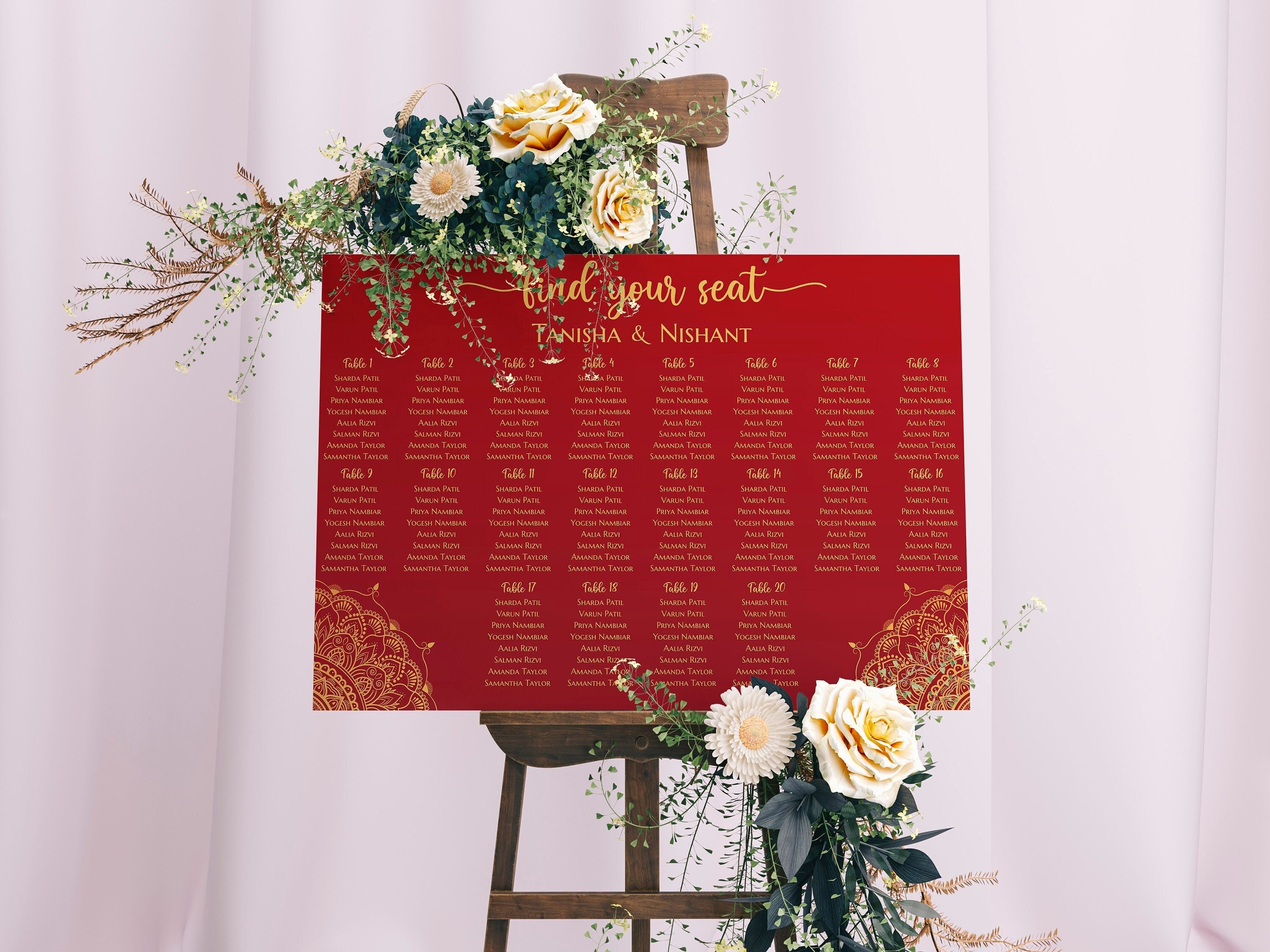 Seating Chart Template Indian Seating Chart Wedding Indian Wedding ...