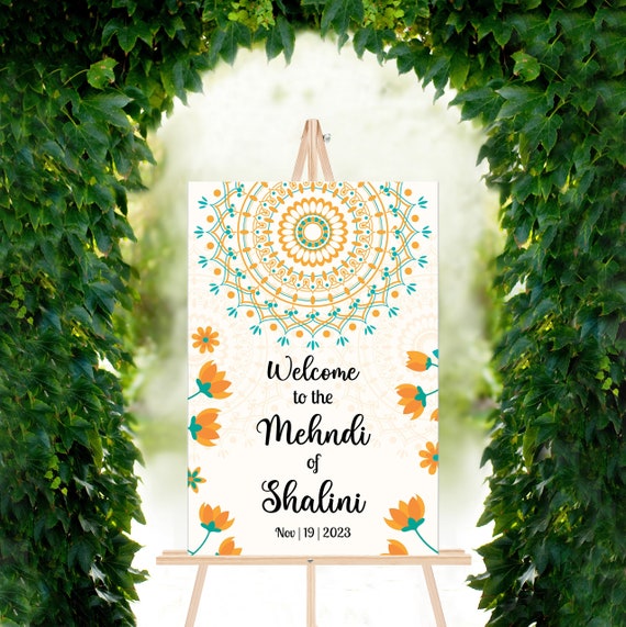 Mehndi Welcome Sign Henna Sign for Indian Wedding Mandala - Etsy