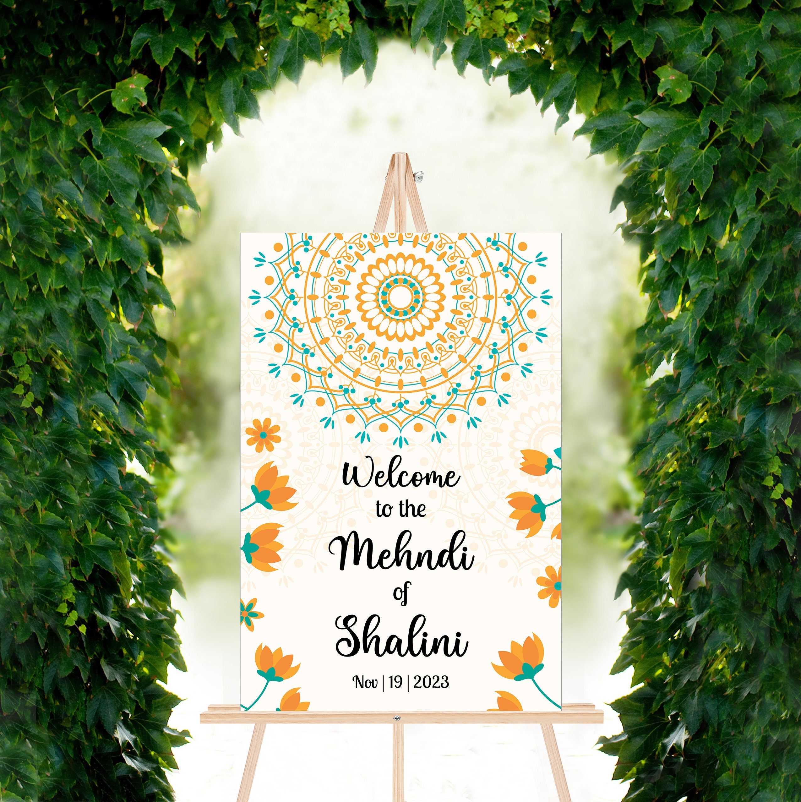 Mehndi Welcome Sign Henna Sign for Indian Wedding Mandala - Etsy