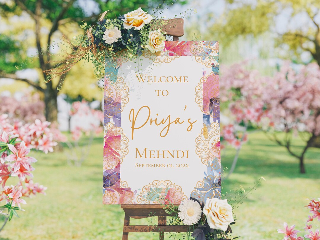 Welcome Sign Indian Wedding Mehndi Sign Desi Welcome to Sangeet Sign ...