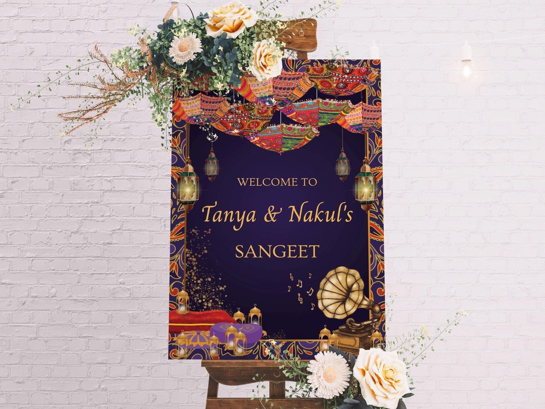 Welcome Sign Sangeet Night Wedding Reception Board Desi Welcome Sign ...