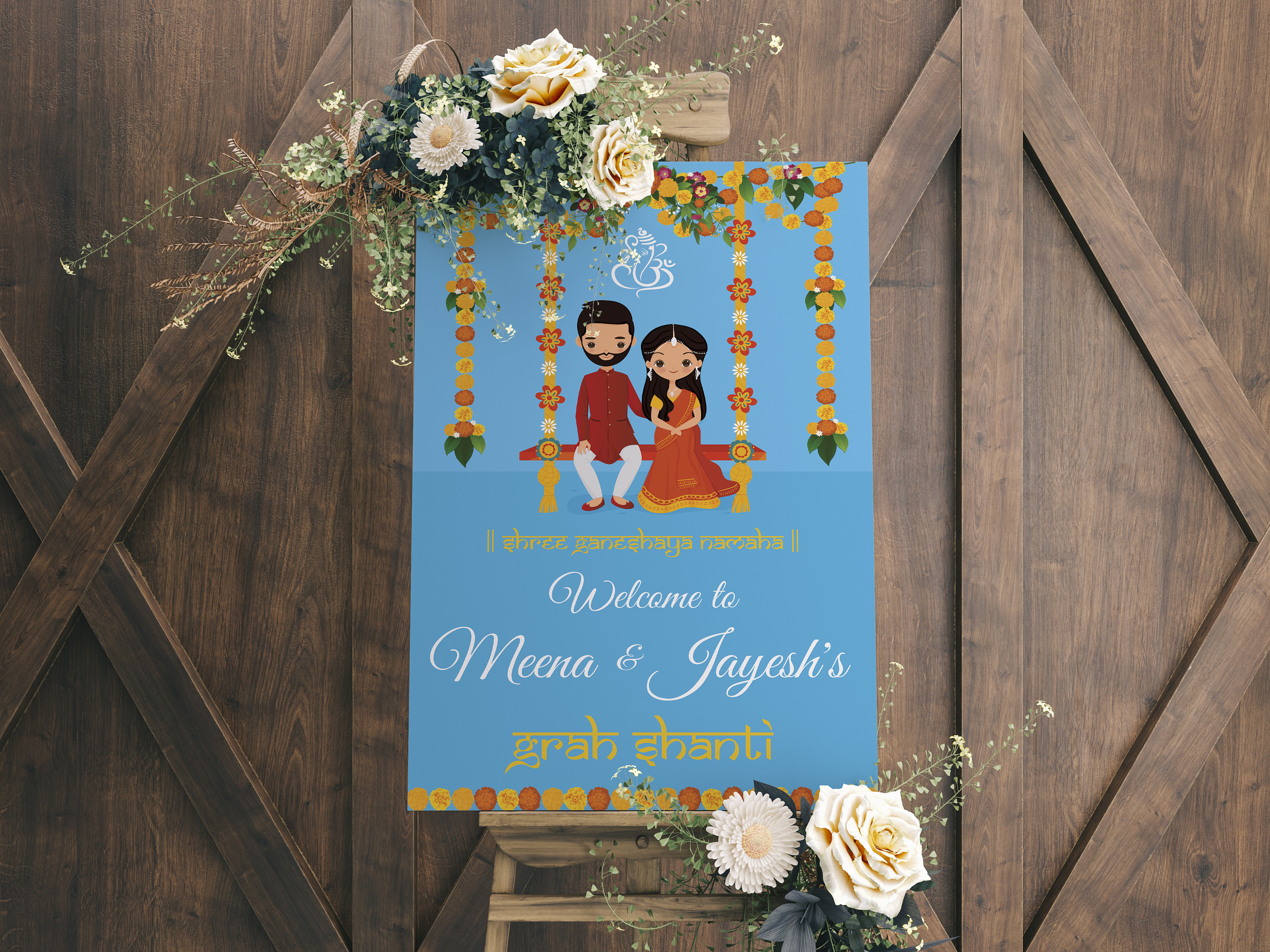 Welcome Sign Grah Shanti Sign for Ganesh Puja Function Indian Wedding ...