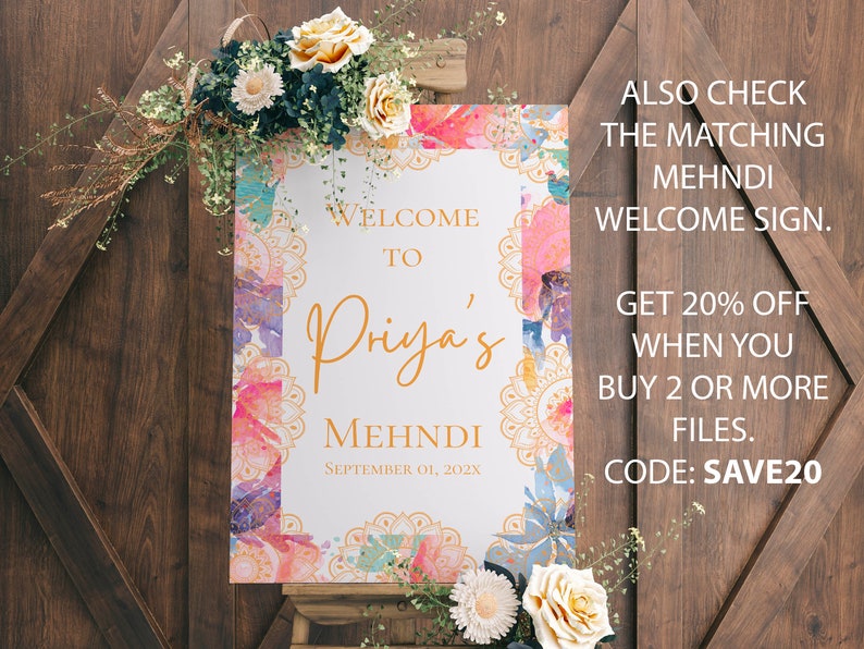Mehndi Sign Henna Party Decor Printable Mendhi Sign Mehendhi Decor for ...