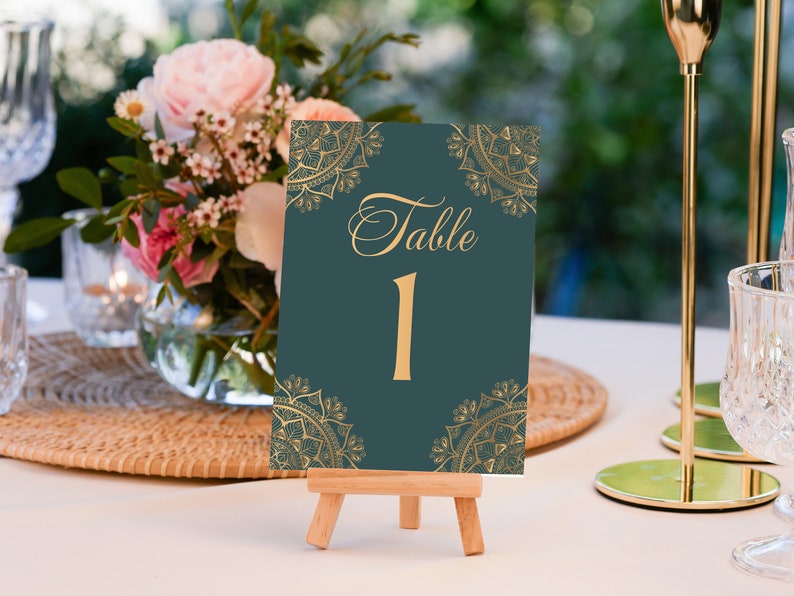 Table Number Gold Printable Table Number Template Indian Wedding ...