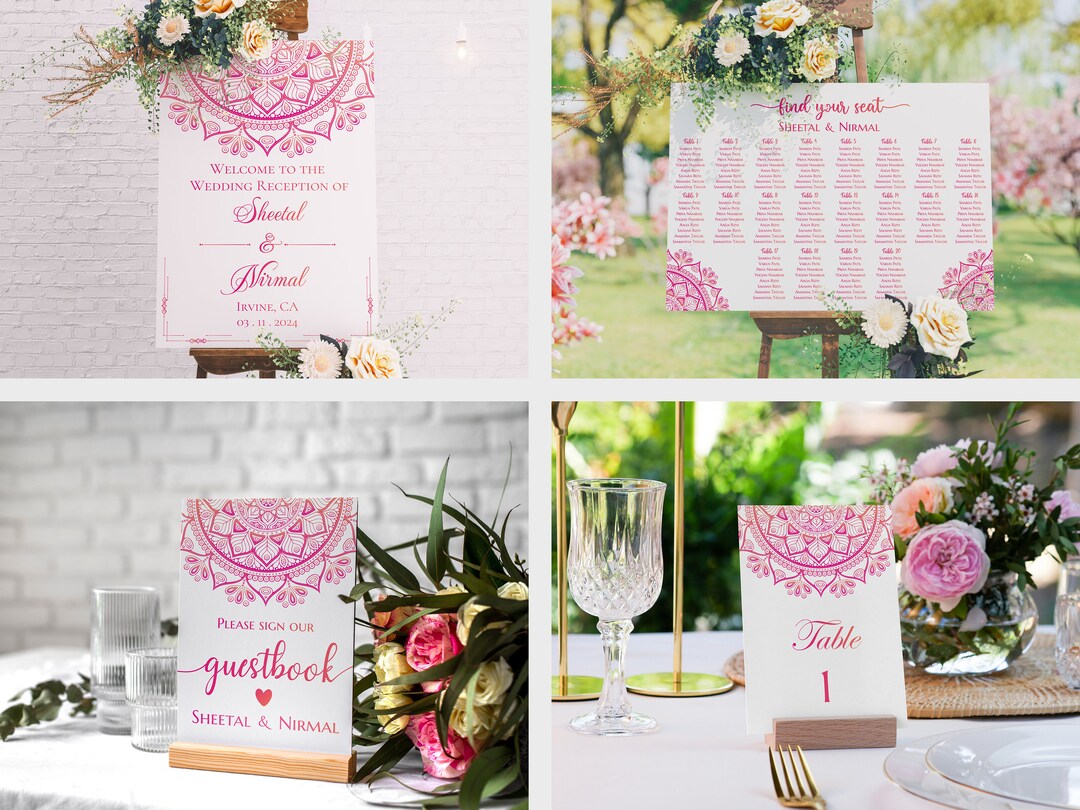 Wedding Sign Bundle Indian Wedding Seating Chart Indian Theme Table ...