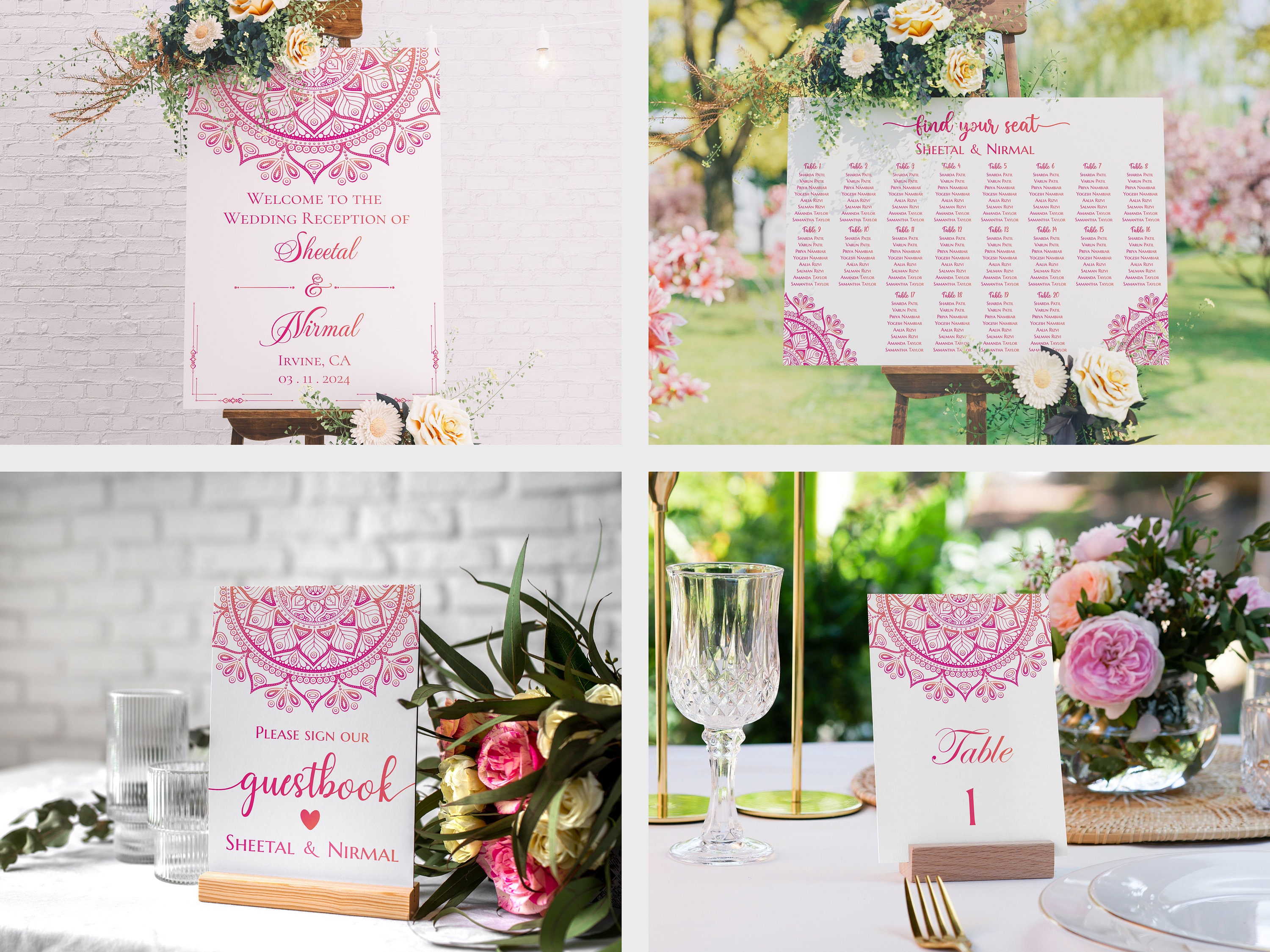 Wedding Sign Bundle Indian Wedding Seating Chart Indian Theme Table ...