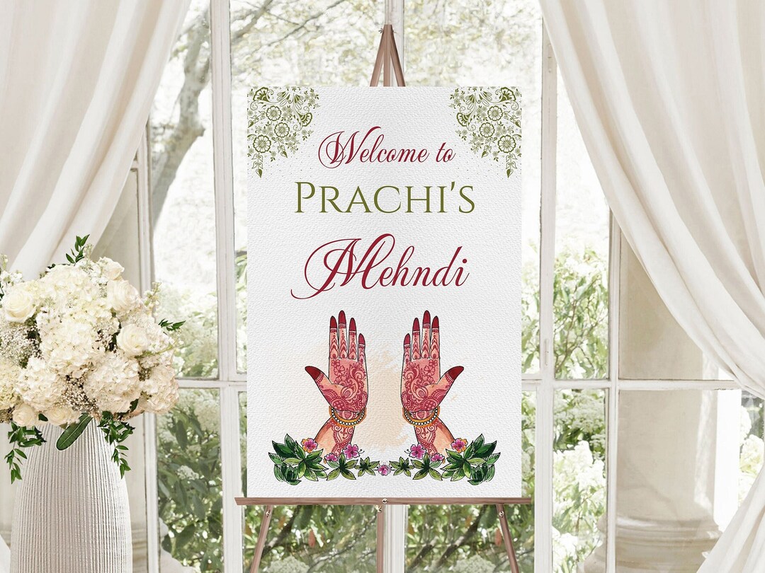 Mehndi Sign Mendhi Wedding Sign Indian Welcome to Mehndi Sign Henna ...