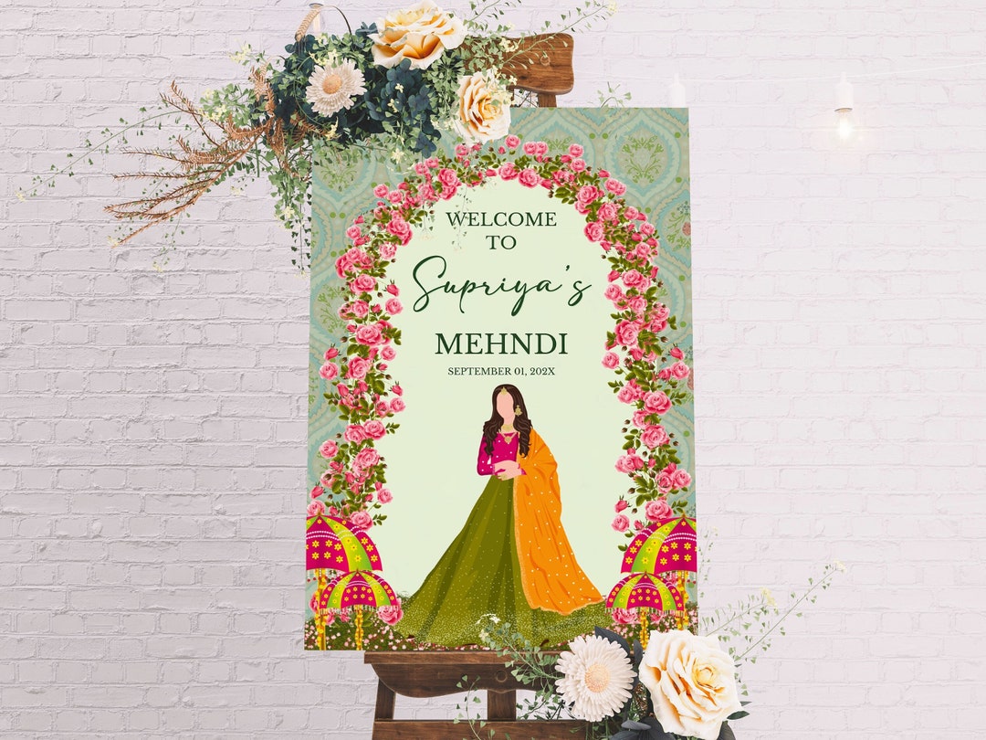 Welcome Sign Mehndi Sign Desi Welcome to Mehendi Sign Henna Party ...